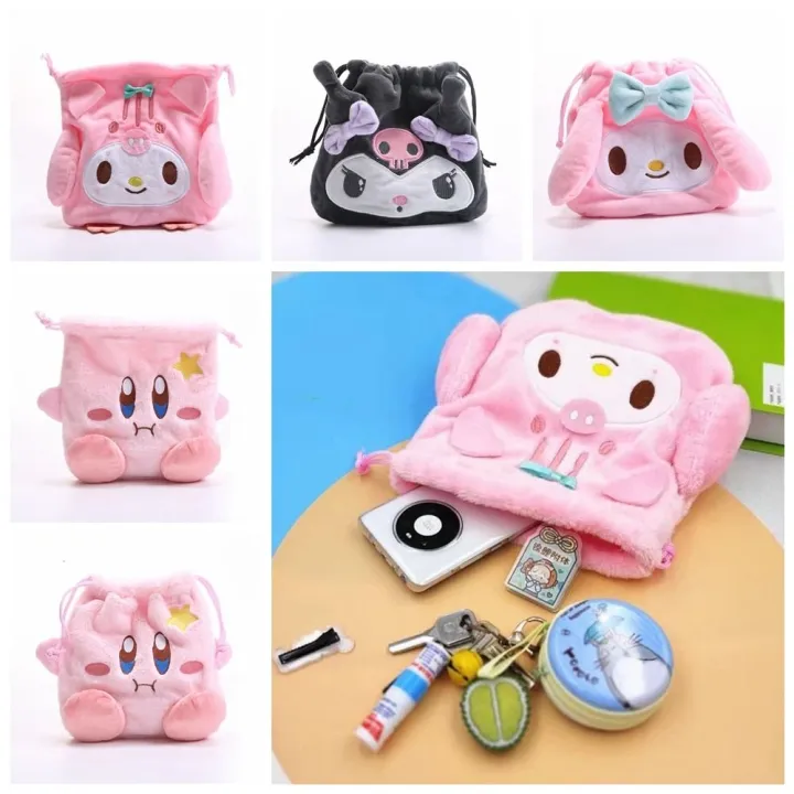 KINTHAZER MyMelody Cartoon Kuromi Drawstring Bag Star Kirby Makeup Bag ...