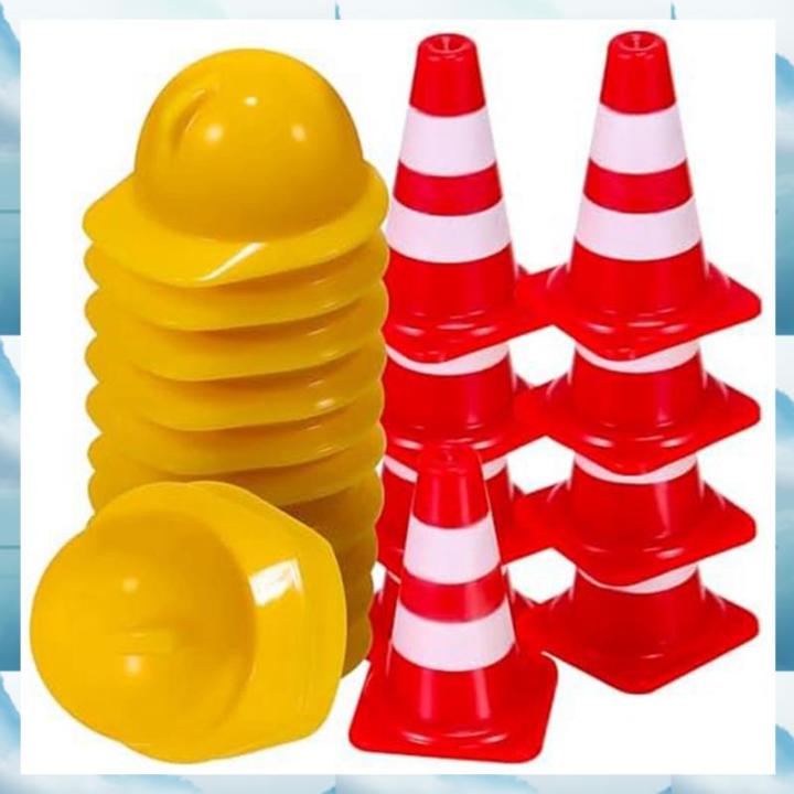 (EMGD) 50Pcs Plastic Traffic Cones with 50Pcs Mini Hard Hat, Mini ...