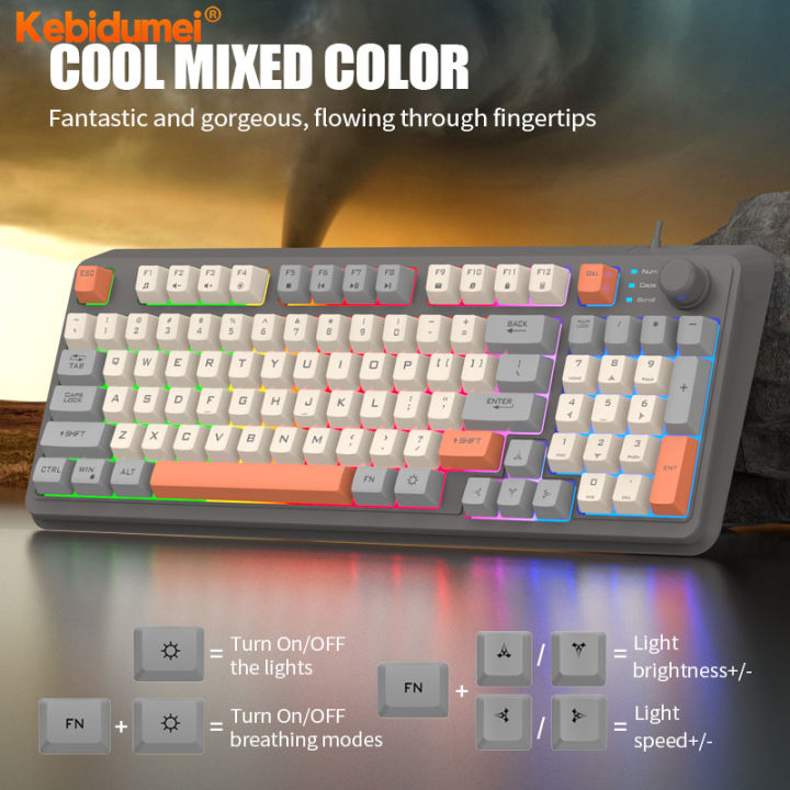Kebidumei Mechanical Keyboard Wired PC Keyboard With Number Pad 94 Keys ...