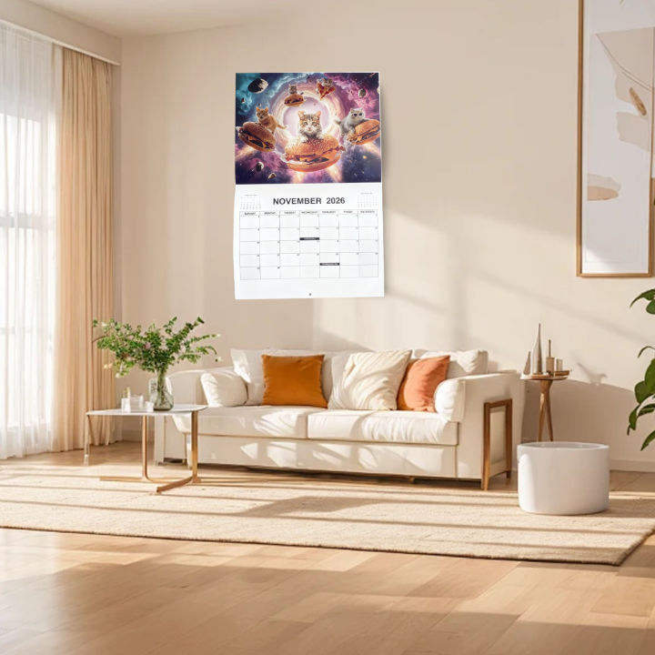 2026 Space Cats Calendar Funny Cat Themed Present Calendar for Planning ...