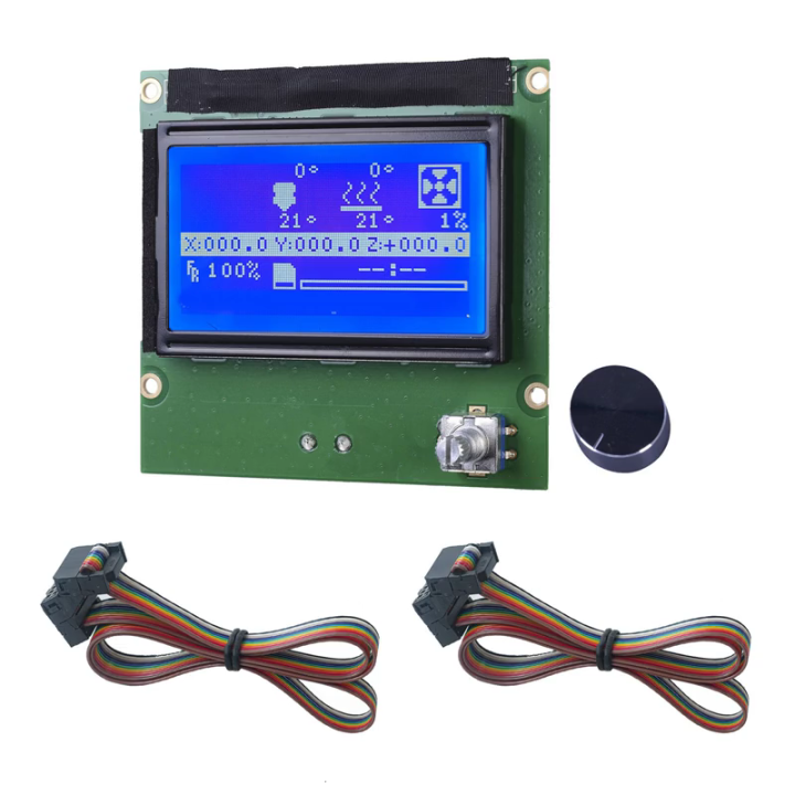 3D Printer LCD Display Screen 12864 Blue Control Panel with Ribbon ...