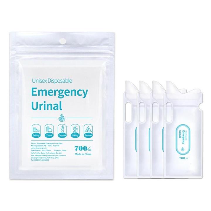 Emergency Pee Bags Disposable Urinal Bags 4 Pack 700ml Portable Toilet ...