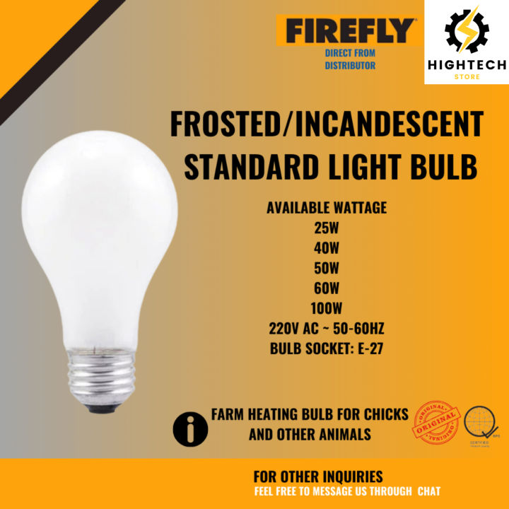 Firefly Incandescent Frosted Lamp E27 Base 25w -100w (warm colors ...