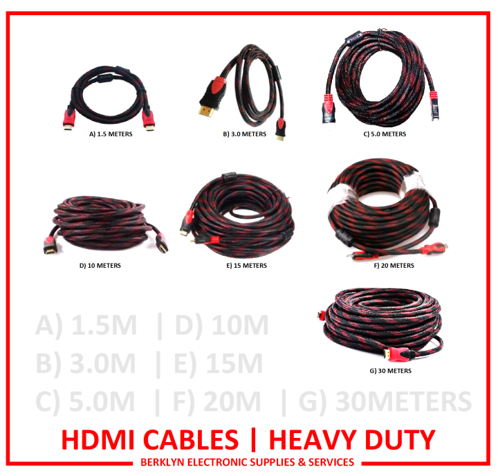 HEAVY DUTY HDMI CABLE / MALE TO MALE / 1.4 VOLTS / NYLON BRAIDED ...