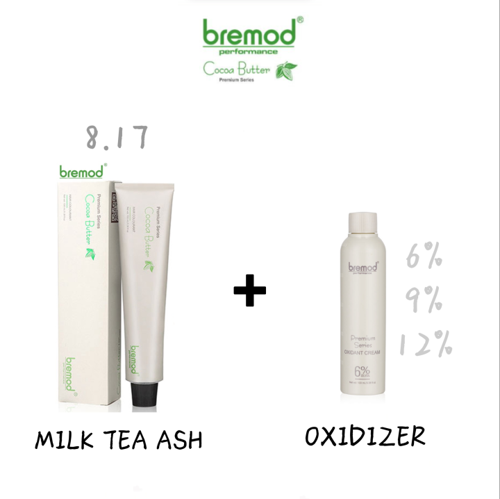Bremod Premium MILK TEA ASH BUNDLE 8.17 (HAIR COLORANT/HAIR DYE WITH ...