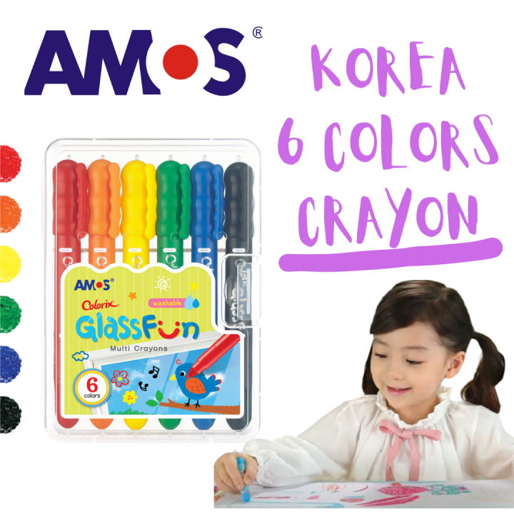 Amos Korea Crayon Colorix Glass Fun 6 Color | Lazada