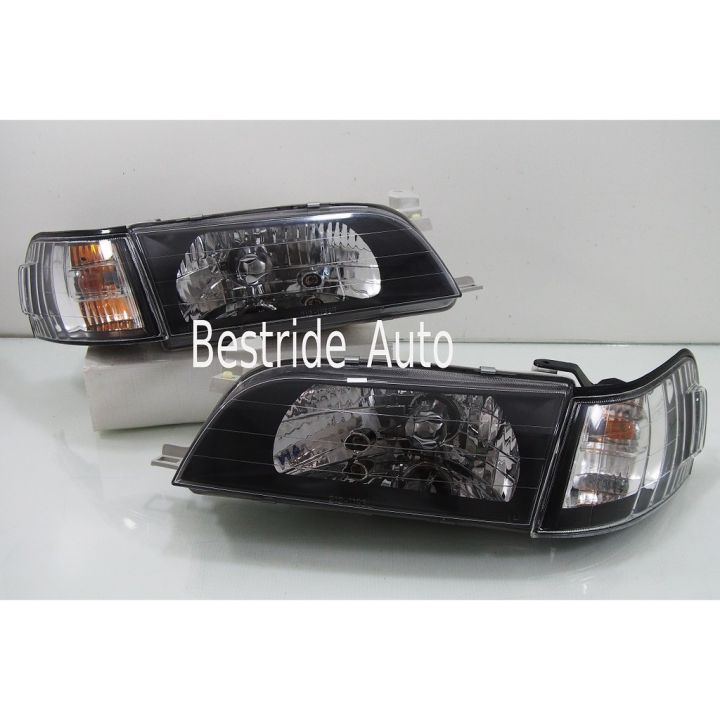 NEW Front Headlights Black Smoked Toyota Corolla SEG AE100 AE101 ...