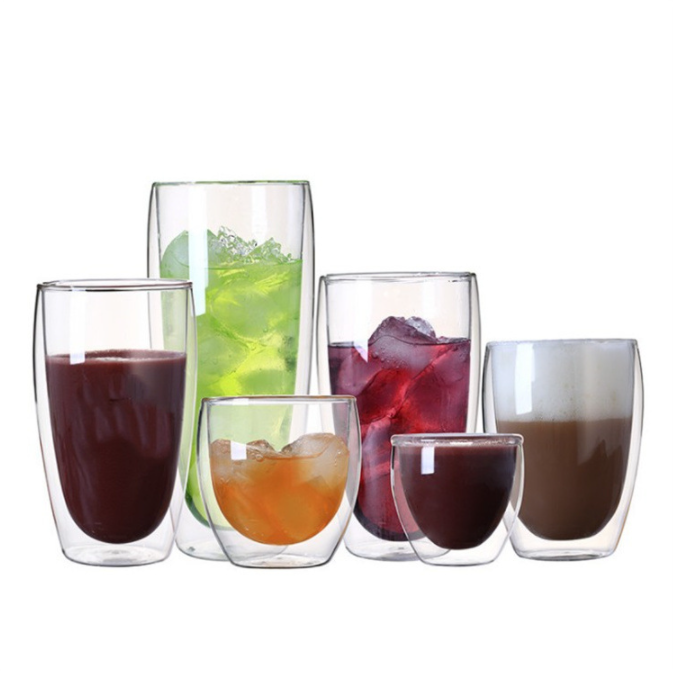 Double Wall Insulated Drinking Glass Coffee Tea Juice Cup True high ...