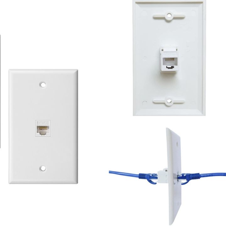 1-Port Ethernet Wall Plate, Jack Wall Plate with RJ45 Female to Female ...