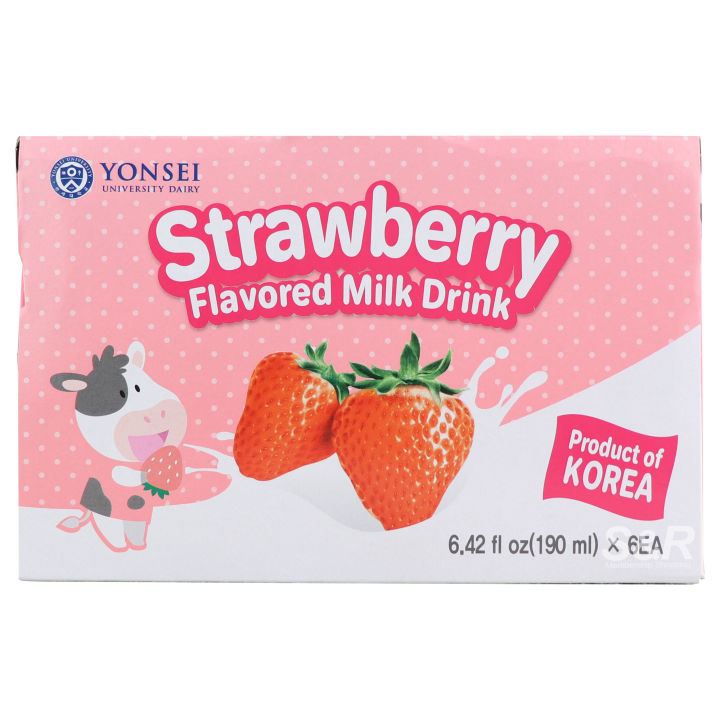 Yonsei Strawberry Flavored Milk Drink (190mL x 6pcs) Exp: May 15, 2025 | Lazada PH
