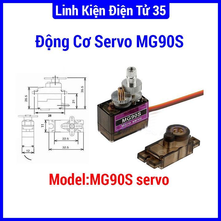 Động cơ Servo MG90S điện áp 4.8-6VDC ứng dụng Robot cánh tay máy, robot ...
