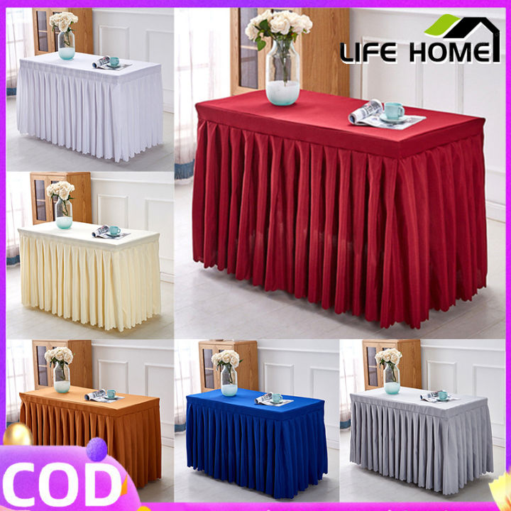 Table Cloth Table Skirt Rectangular Ruffled Conference Tablecloth ...
