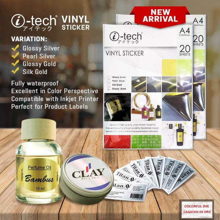 24 Itech Waterproof Printable Vinyl Sticker 20 SheetsPack A4 Size for ...