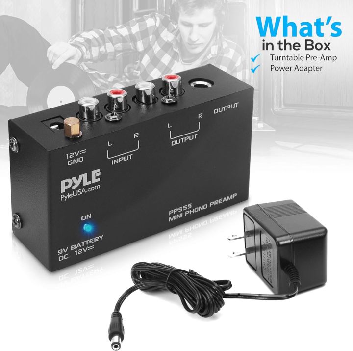 Pyle Phono Turntable Preamp - Electronic Audio Stereo Phonograph Preamplifier With 9V Battery ...