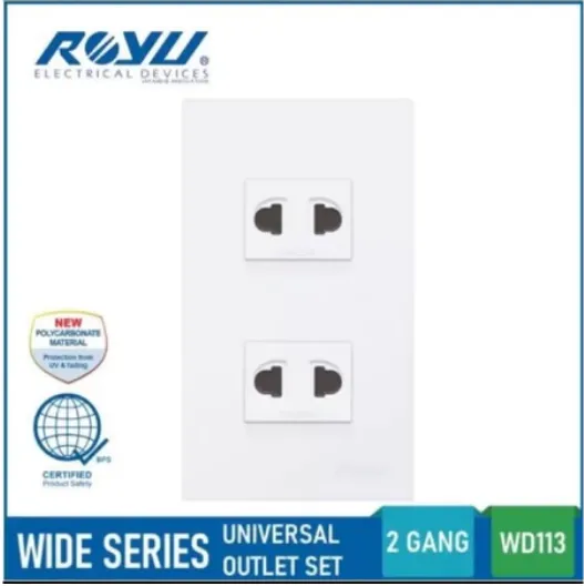 OUTLET SET 2 GANG, 3 GANG ROYU WIDE SERIES WD 113, WD-115 | Lazada PH