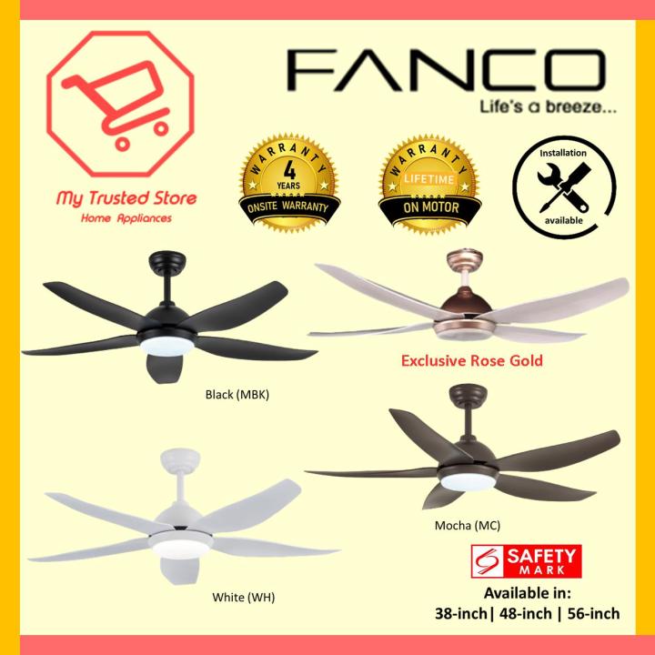 FANCO GALAXY 5 DC Motor Ceiling Fan with 3 Tone LED Light Kit and ...