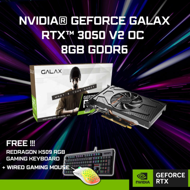 Galax NVIDIA GeForce RTX 3050 V2 1-Click OC 8GB GDDR6 128Bit Graphics ...
