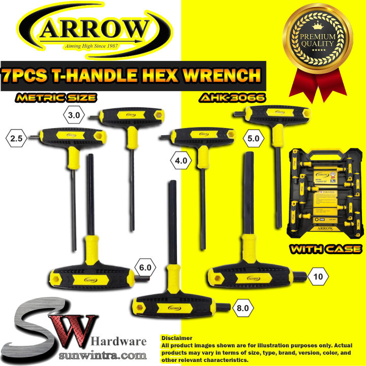 ARROW 7Pcs T-Handle Hex Key Wrench T-Handle Allen Key Set Hex Key ...