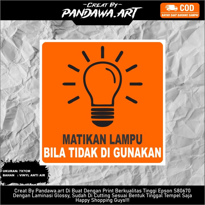Stiker Matikan Lampu / Stiker Hemat Energi / Stiker Hemat Listrik ...
