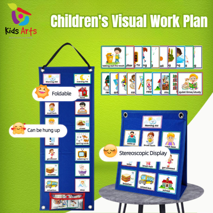 Kids Visual Schedule Calendar with 70 Pcs Dots Routine Cards Plan ...