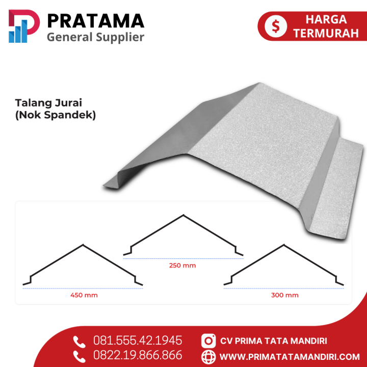 Nok / wuwung / Talang Jurai Spandek 0.25-0.3mm 3m / Talang Spandek ...