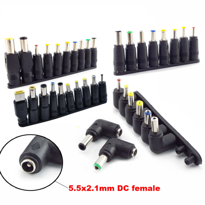 Universal 5.5mmx2.1mm DC female to Male Plug AC Power Supply Adapter Tips Connector Kits for ...