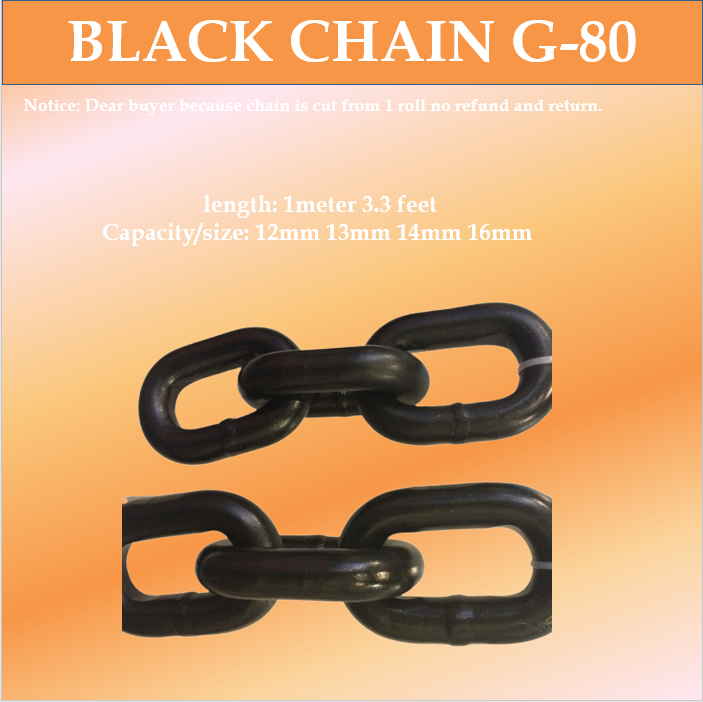 Ycaruz Lifting Supply G80 Black Chain 1m 3.3 feet 6mm 12mm-16mm High ...