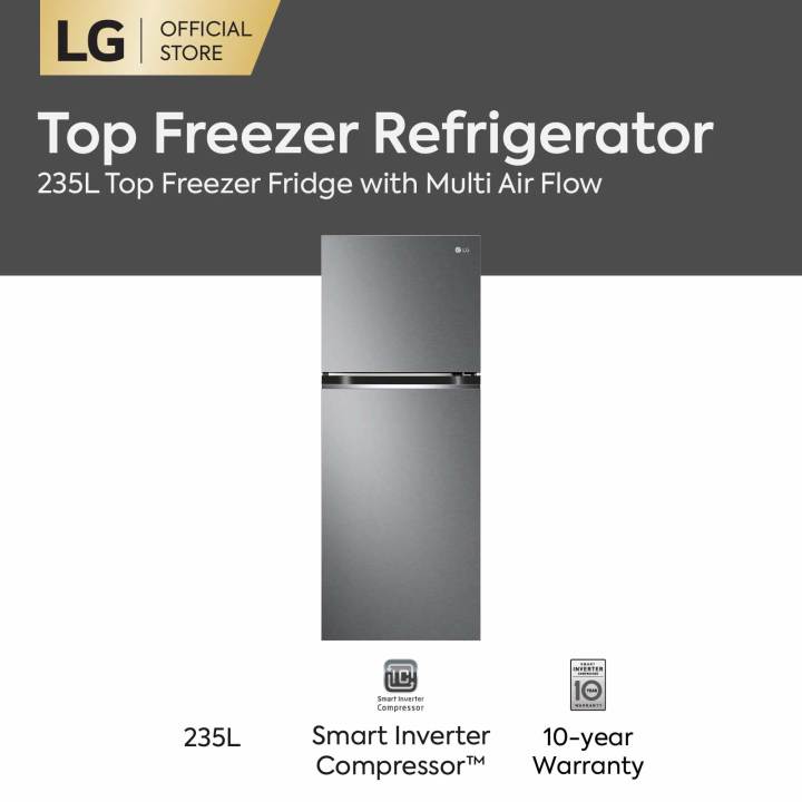 235L Top Freezer Fridge in Dark Graphite Steel | Lazada