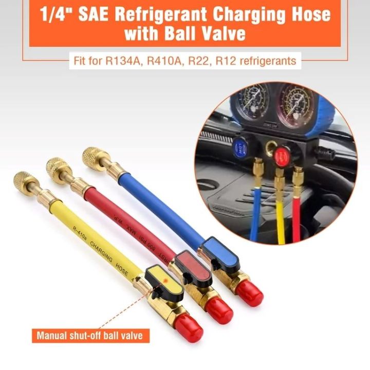 DFOdiy 3pcs R32 R410 R22 Manifold Gauge Set A/C Refrigeration Charging ...