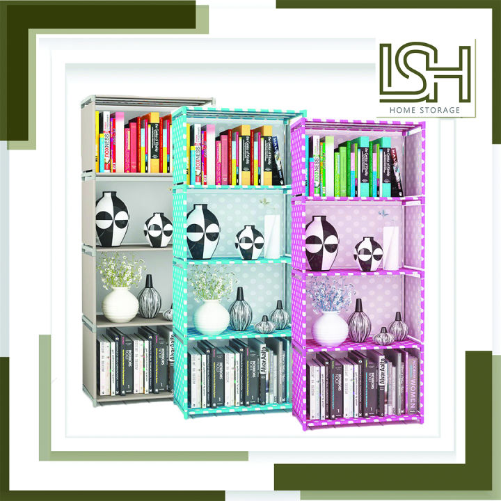 5 Tier with 4 Column Simple Bookshelf Combination Storage Bookcase 5 ...