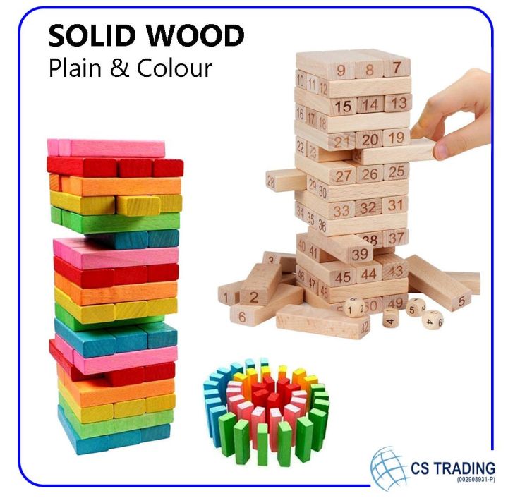 54 / 69 Piece Wooden Number Stacking Block / Tower Toy Toys for Boys ...