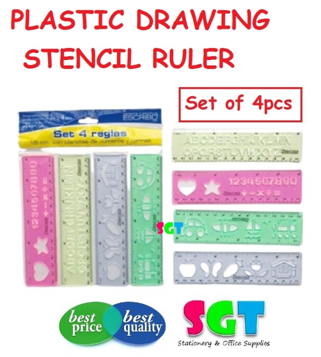 Plastic Drawing Stencil Ruler ( Set of 4pcs ) | Lazada