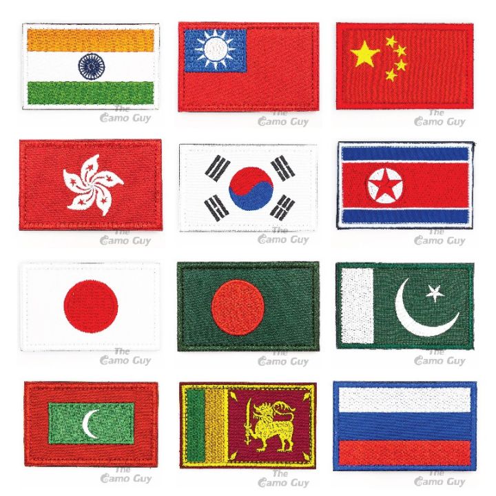 Asia Country Embroidery Flag Velcro Morale Patch India Korea Bangladesh ...