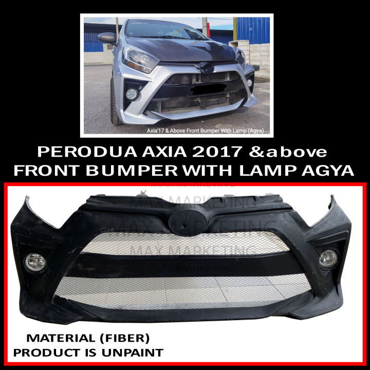 PERODUA AXIA 2017 & ABOVE FRONT BUMPER WITH LAMP ( AGYA ) FIBREGLASS ...