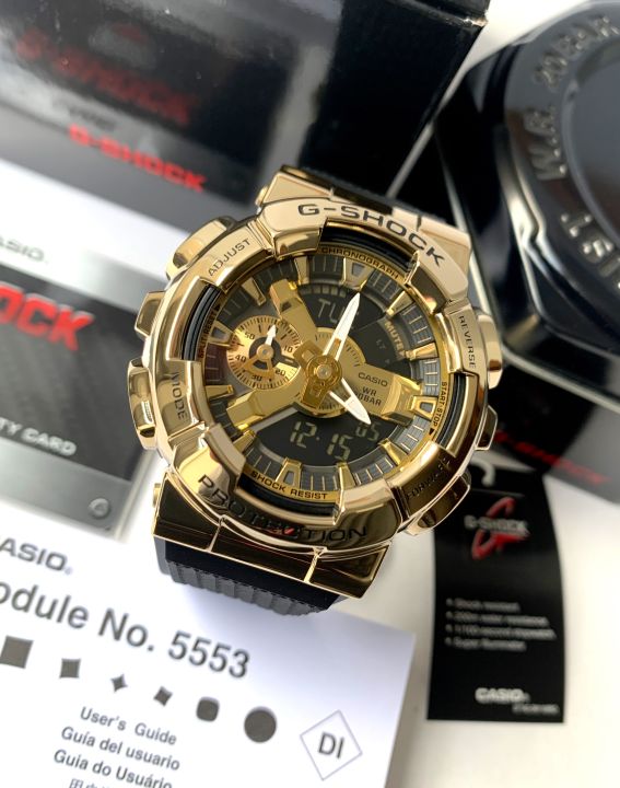 G Shock GM110G-1A9 Anadigi Layered Gold Steel Case with Black Resin ...