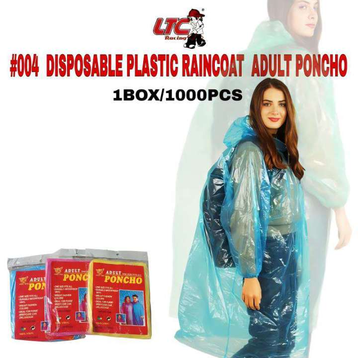 LTC- 004 DISPOSABLE PLASTIC RAINCOAT ( ADULT PONCHO ) | Lazada PH