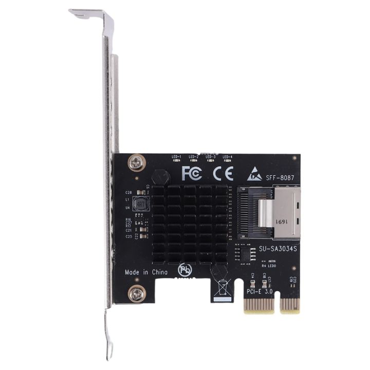PCIE Riser Card PCIE 1X to Mini SAS SFF-8087 SATA3.0 6Gbps Adapter Card ...