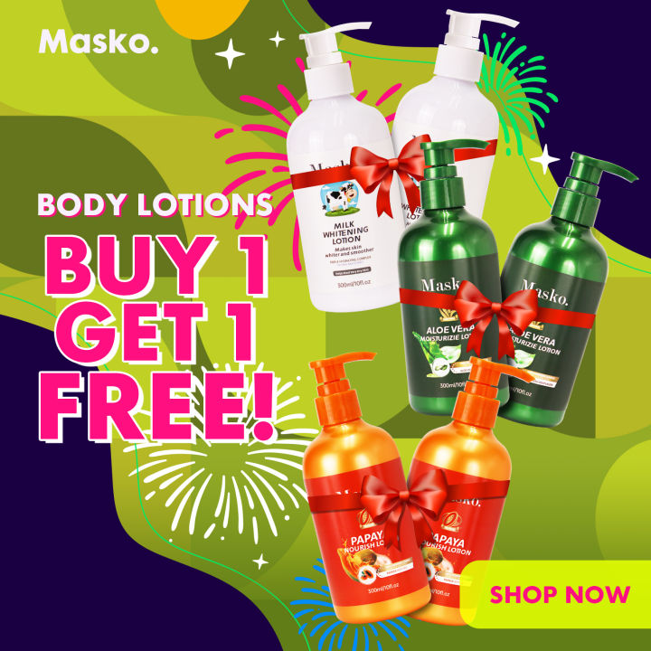 Buy 1 Get 1 Masko Aloe Vera Milk Papaya Rose Whitening Moisturizing ...