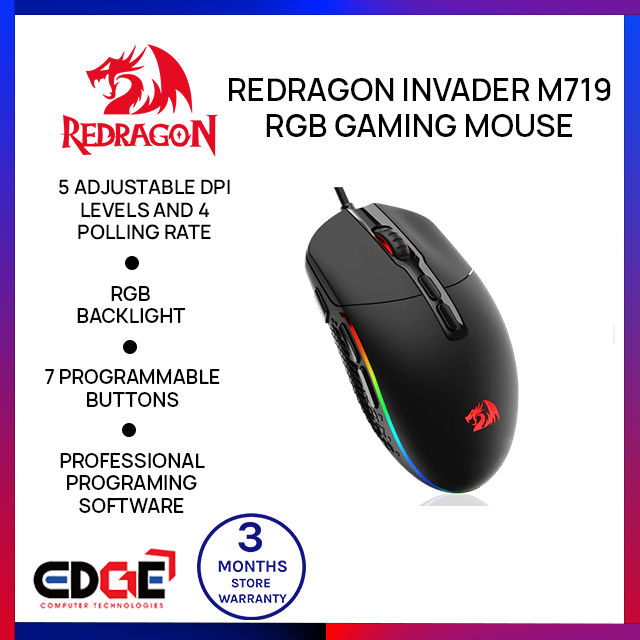 EDGE | REDRAGON Invader M719 RGB Gaming Mouse | Lazada PH