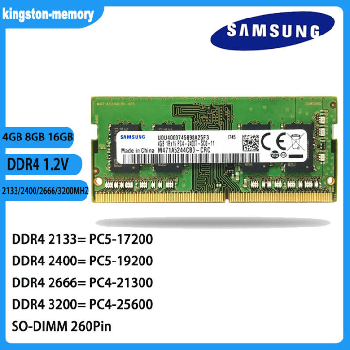 100% NEW Samsung Laptop ddr4 ram 8gb 4GB 16GB 32GB PC4 2133 2400 2666Mhz 3200 MHz 260-Pin 1.2V ...