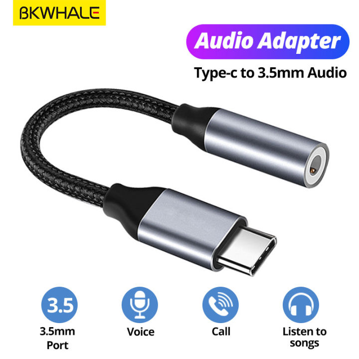 BKWHALE T8 USB Type C To 3.5mm Aux Adapter Type-C to 3.5 Jack Audio Converter Cable Earphone ...
