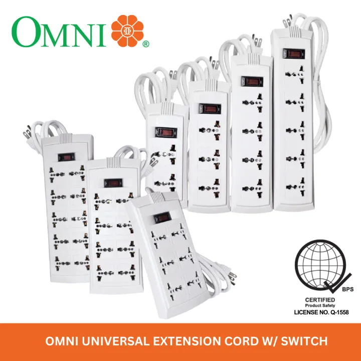 OMNI Extension Cord Heavy Duty w/ Main Switch and Surge Protector 2, 3 ...