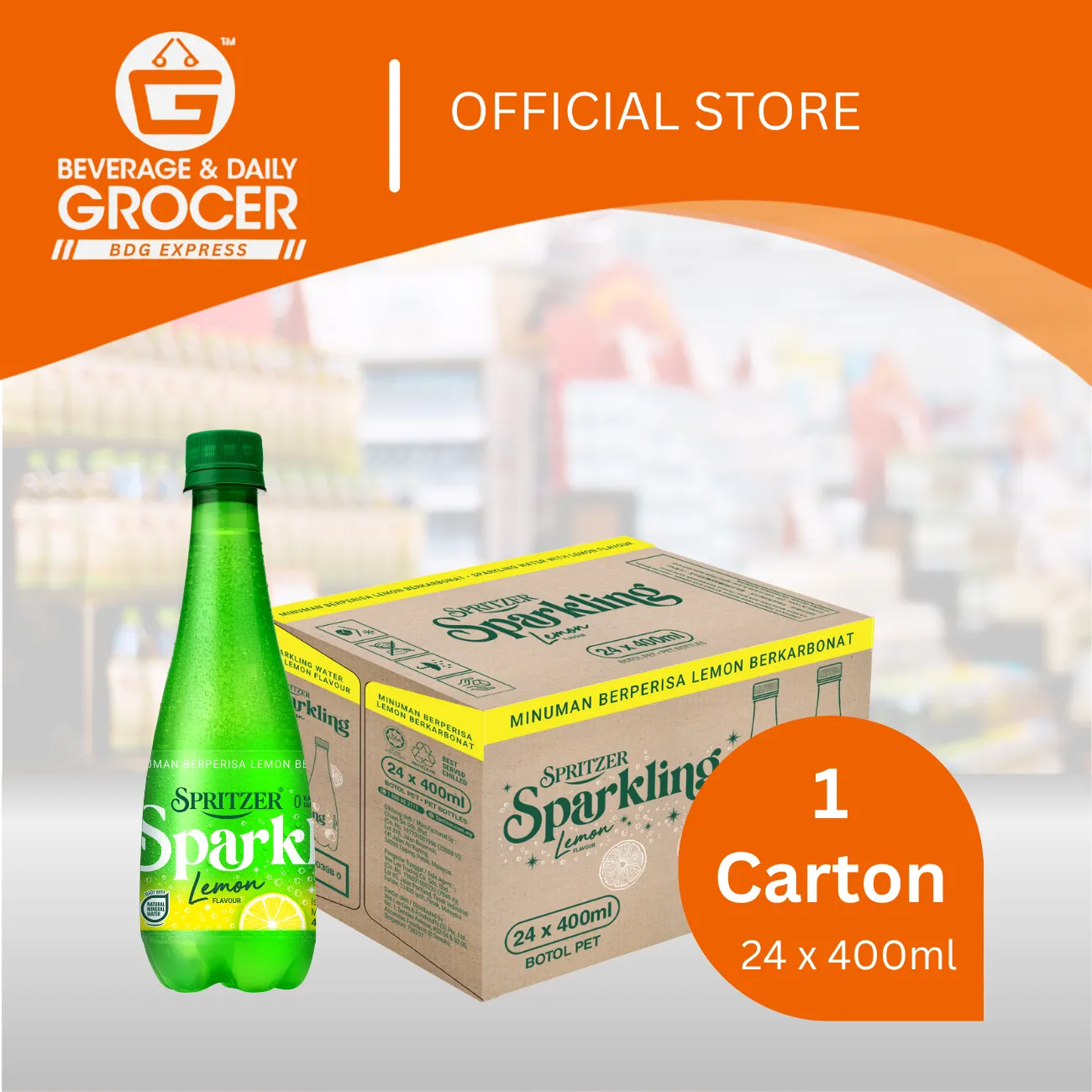 Spritzer Sparkling Mineral ‎ Water‎ Lemon‎ 24‎x‎400‎ml (1 Carton) | Lazada