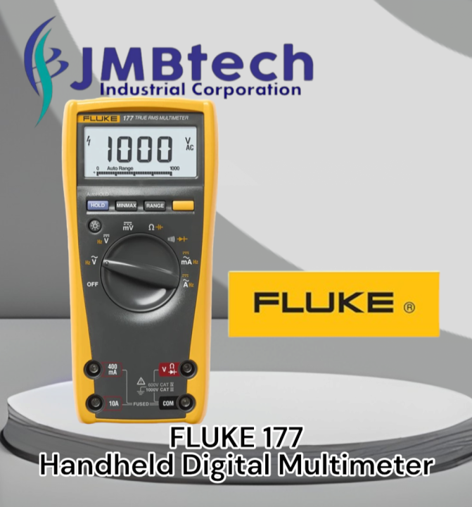 Fluke 177 Handheld Digital Multimeter, True RMS, 10A ac Max, 10A dc Max ...