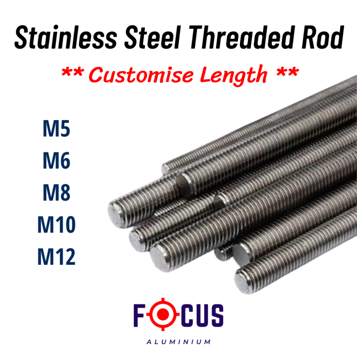 🇲🇾 Stud Stainless Steel Threaded Rod Screw Bar M5 M6 M8 M10 M12 | Lazada