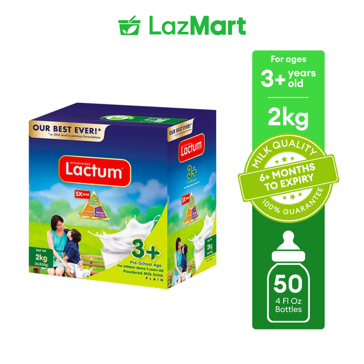 Lactum 3+ Plain 2kg Powdered Milk Drink for Children Above 3 Years Old ...