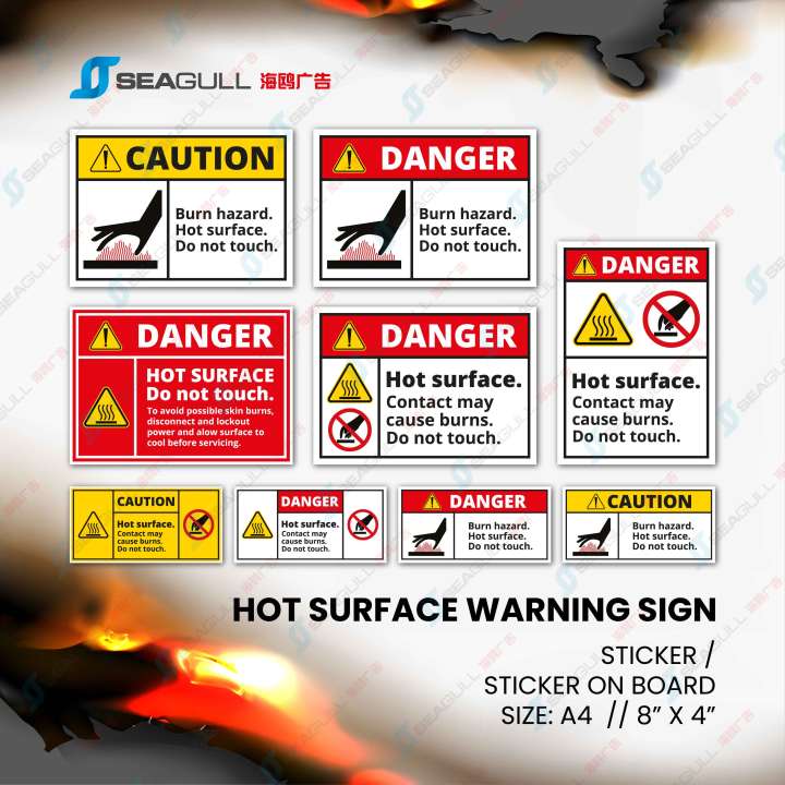 Hot Surface Caution Danger Warning Sign Do Not Touch Burn Hazard Safety ...