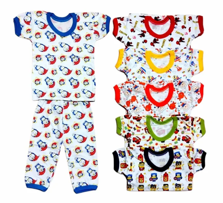 2pairs Cotton White Terno-Tshirt-Pajama for BOY Kids 0-5years Old ...
