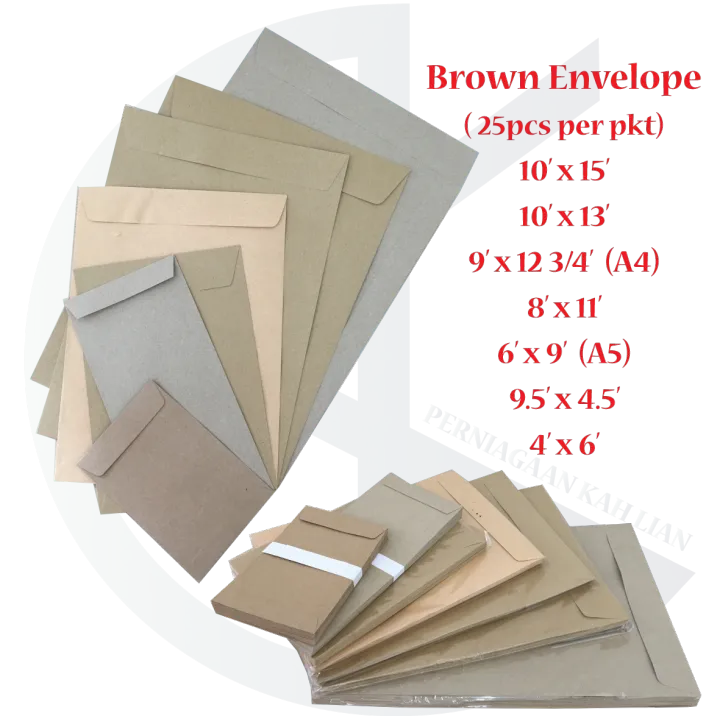 Brown Manila Envelope 25pcs per pkt Size A5/A4 Ready Stock | Lazada