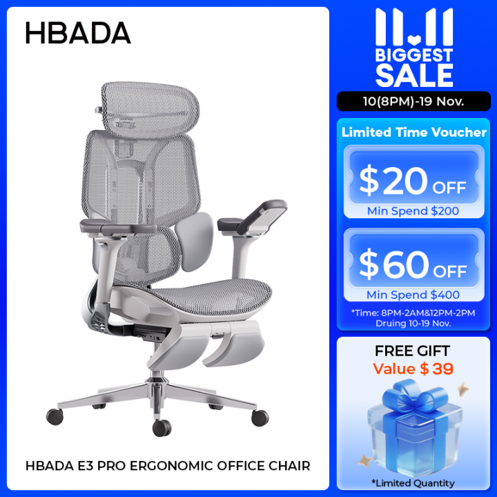 Hbada E3 Air / E3 Pro Ergonomic Office Chair with Footrest | Lazada